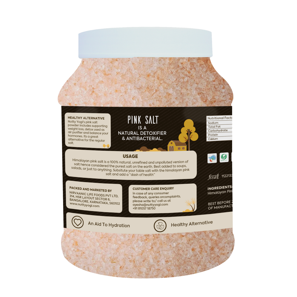 Nutty Yogi Himalayan Pink Salt Jar 2.5kgs | [for Healthy Cooking, Weig
