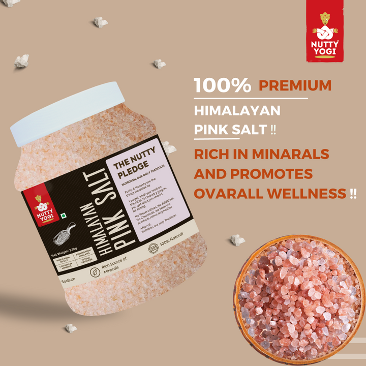 Nutty Yogi Himalayan Pink Salt Jar 2.5kgs | [for Healthy Cooking, Weig